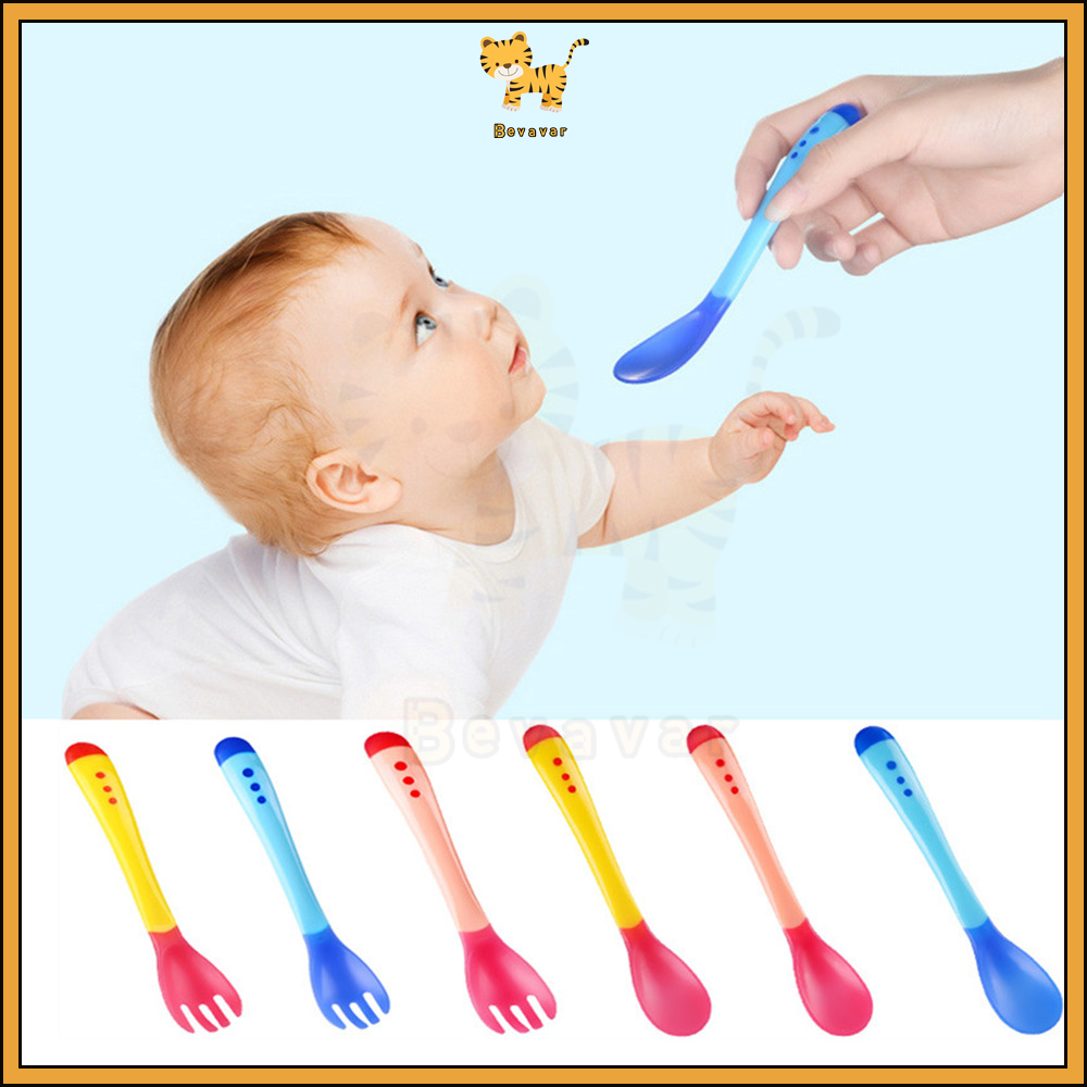 Jual Sendok Makan Bayi Sensor Panas sendok garpu bayi Peralatan makan bayi | Shopee Indonesia