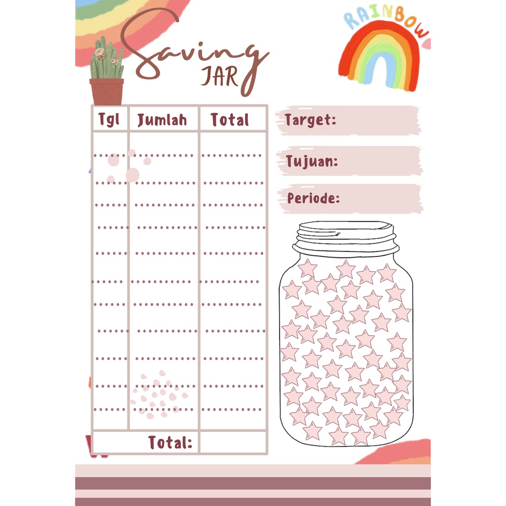 Jual Kertas Saving Jar Tabungan Celengan Target Indonesia|Shopee Indonesia