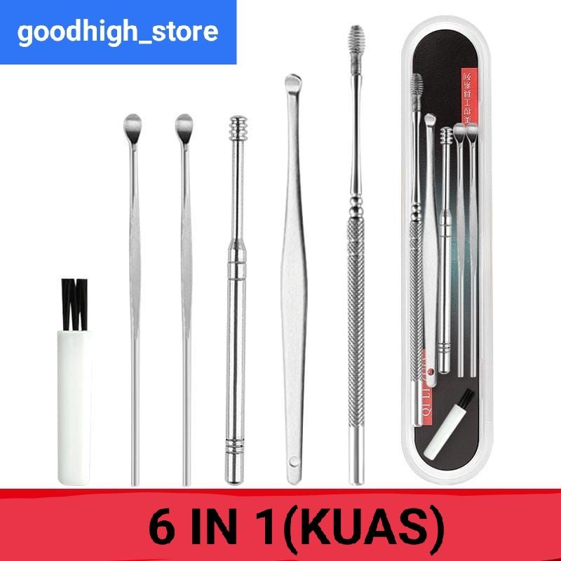 Jual Korek Telinga / Kuping Stainless Steel 5in1 & 6in1(KUAS) | Shopee ...