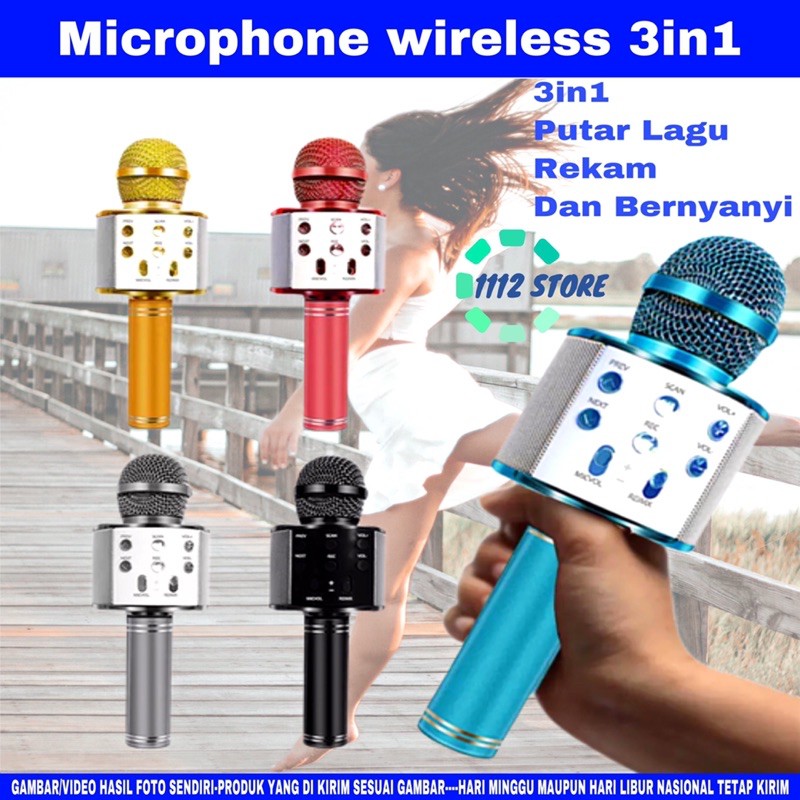 Jual Microphone wireless - mic karaoke 3in1 bernyanyi - rekam - putar ...
