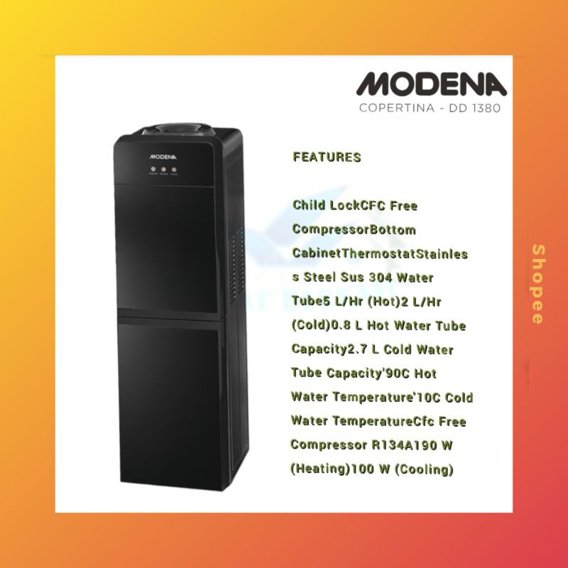 Jual Dispenser galon Atas Modena DD1380 dingin Kompresor 1380 | Shopee ...