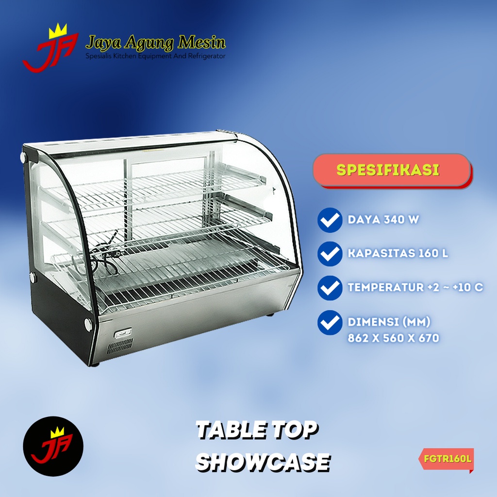 Jual Table Top Cake Showcase Crown FGTR160L/ Mesin Display Makanan ...