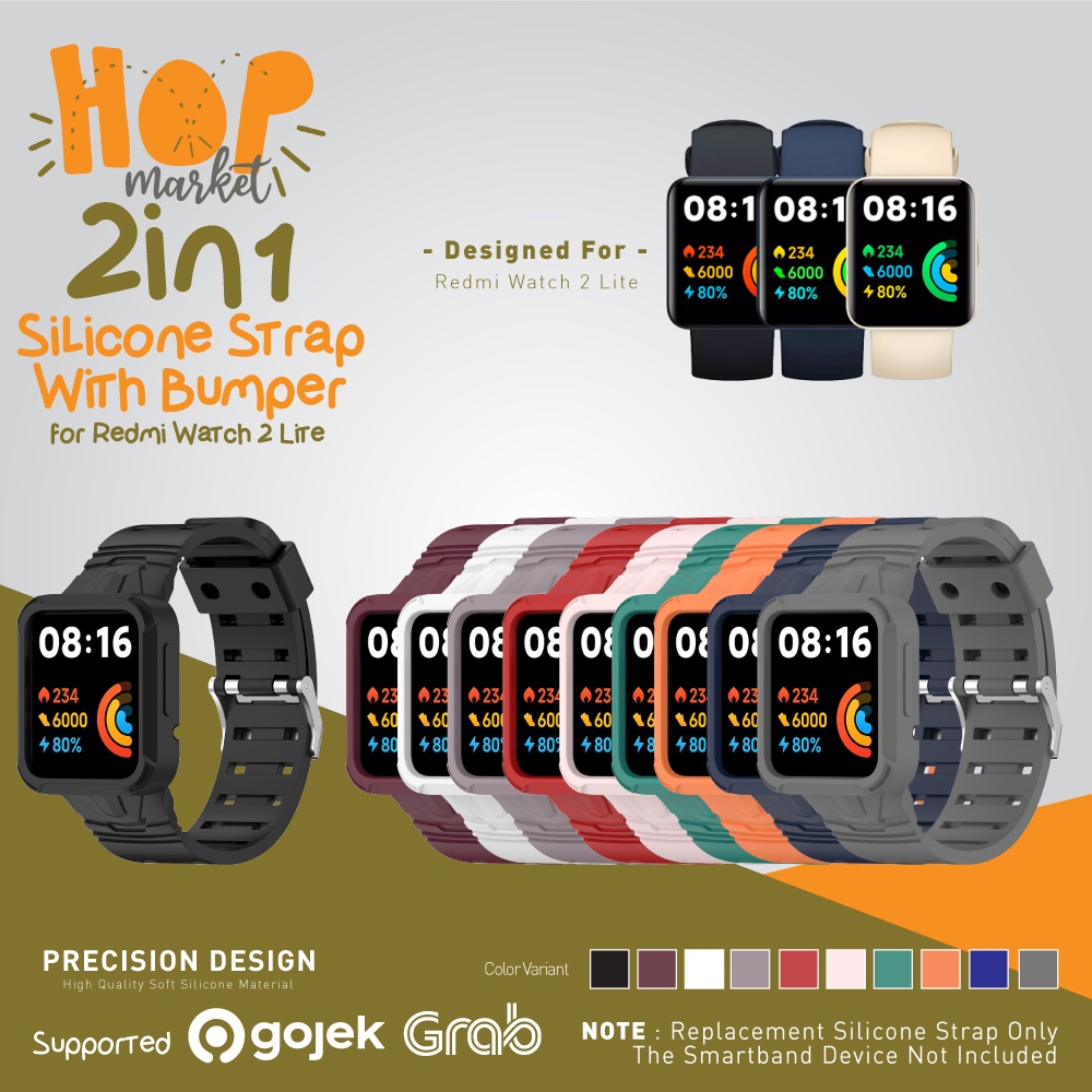 Jual Armor 2in1 Rubber Silicone Strap with Bumper Case Cover for Redmi Watch 2 Lite / Mi Watch ...