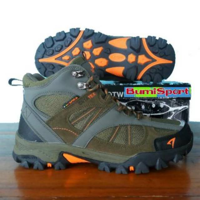 Sepatu SNTA 481 Green/Orange Gunung Trekking Hiking Adventure Outdoor ...