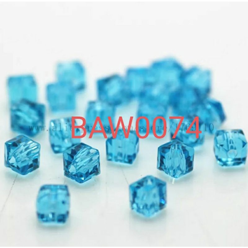 Jual manik-manik kristal kotak 6 mm warna sky blue isi 12 pcs | Shopee ...
