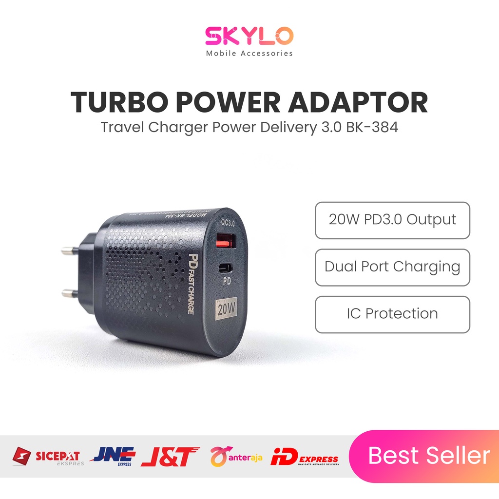 Jual Travel Charger Turbo Power BK-384 20 Watt PD3.0 Fast Charge Data ...