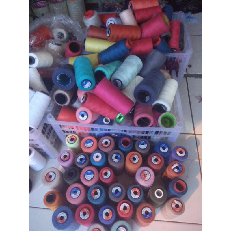 Benang jahit kiloan (kones besar) warna random | Shopee Indonesia