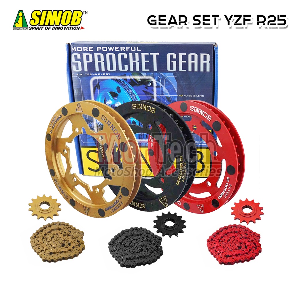 Jual Sinnob Gear - Gir Set Rantai - Rante Motor Yamaha R25 Colour Chain Merah Hitam Gold 1Set ...