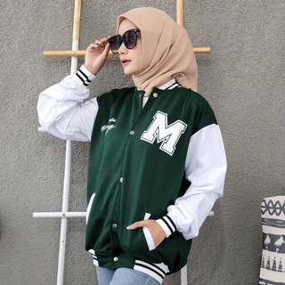 Jual M Varsity Jacket Green Bottle - Jaket Baseball Warna Hijau Botol ...