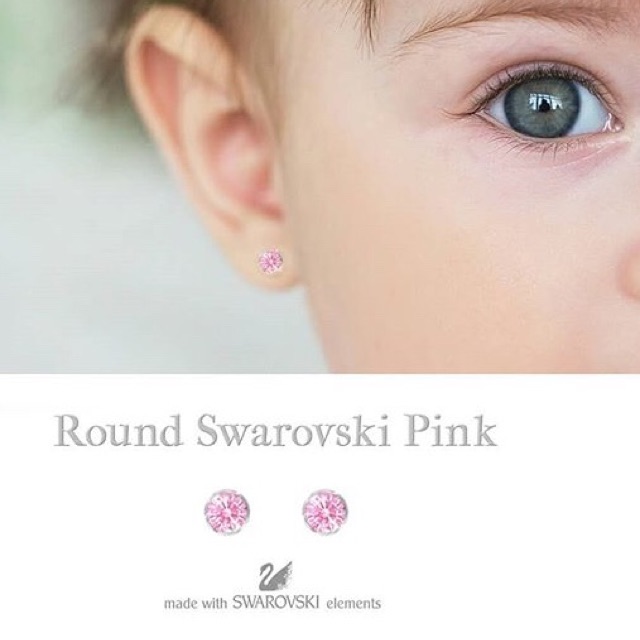 Jual Anting Toge Bayi Emas Swarovski Pink 18 carat Earring Baby Gold ...