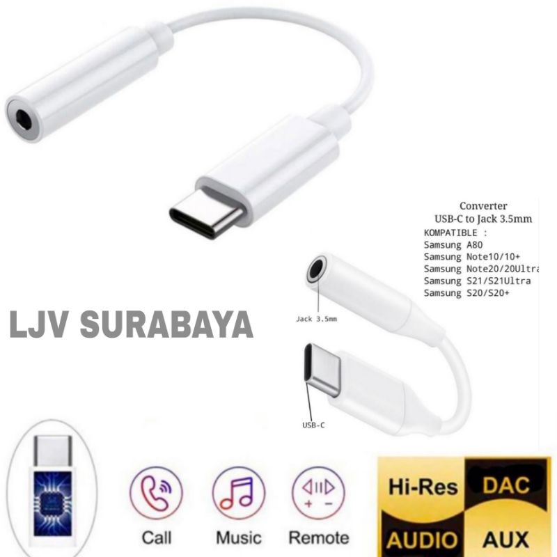 Jual KONEKTOR JACK AUDIO TYPE C TO HEADSET SAMBUNGAN CONNECTOR EARPHONE ...