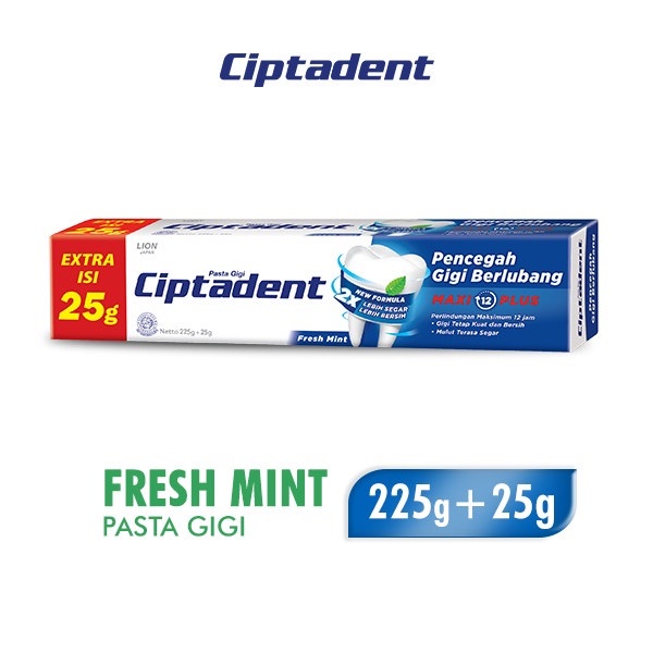 Jual Ciptadent Pasta Gigi Maxi 12 Plus 225gr + 25gr fresh mint/190 gr ...
