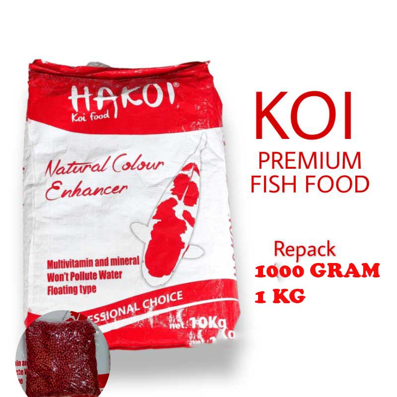 Jual HAKOI PAKAN MAKANAN IKAN KOI KEMASAN 1 KG 1000 GRAM PELET APUNG ...