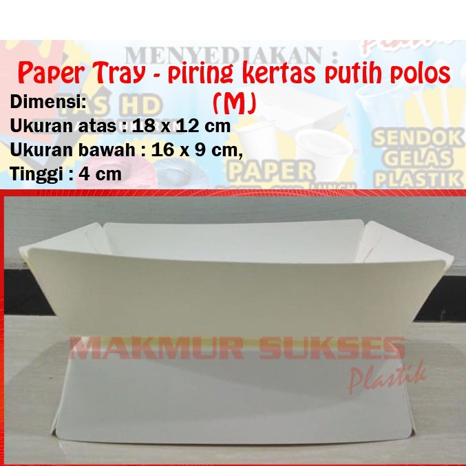 Jual Paper Lunch Food Box Tray Piring / Nampan Kertas Putih Polos (M ...
