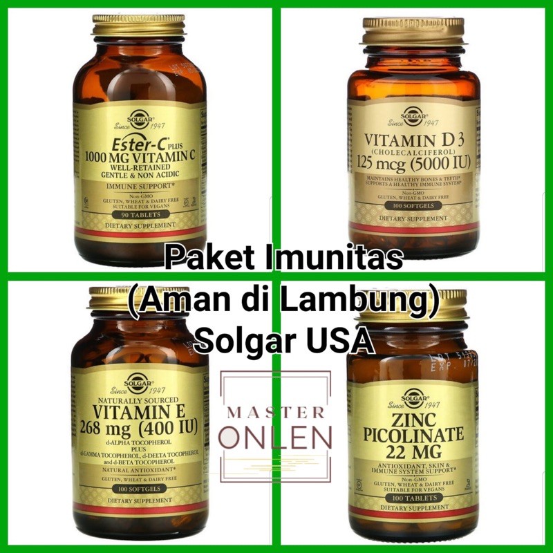 Jual Paket Imunitas Solgar Paket Covid Vitamin Ester C 1000/ D3 5000/ E ...