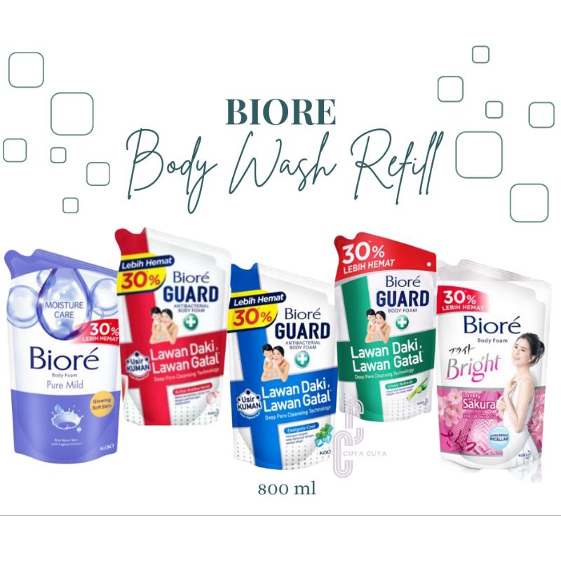 Jual biore sabun mandi cair 800ml 800 ml body wash refill refil all variant biore guard | Shopee ...