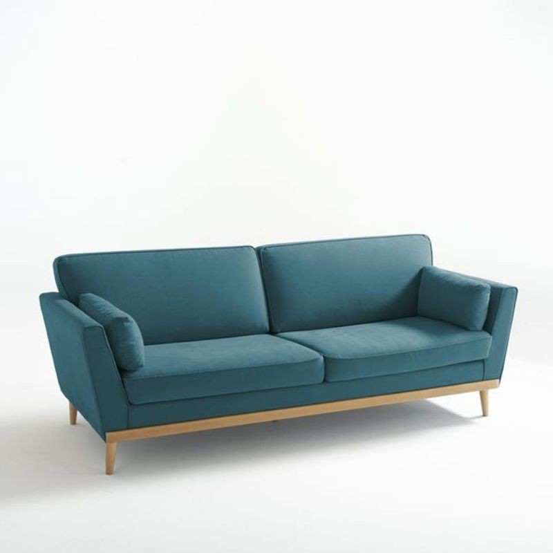 Jual sofa biru list kayu Indonesia|Shopee Indonesia