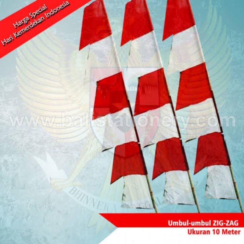Jual bendera umbul-umbul merah putih polos 4 MATA ZIGZAG | Shopee Indonesia