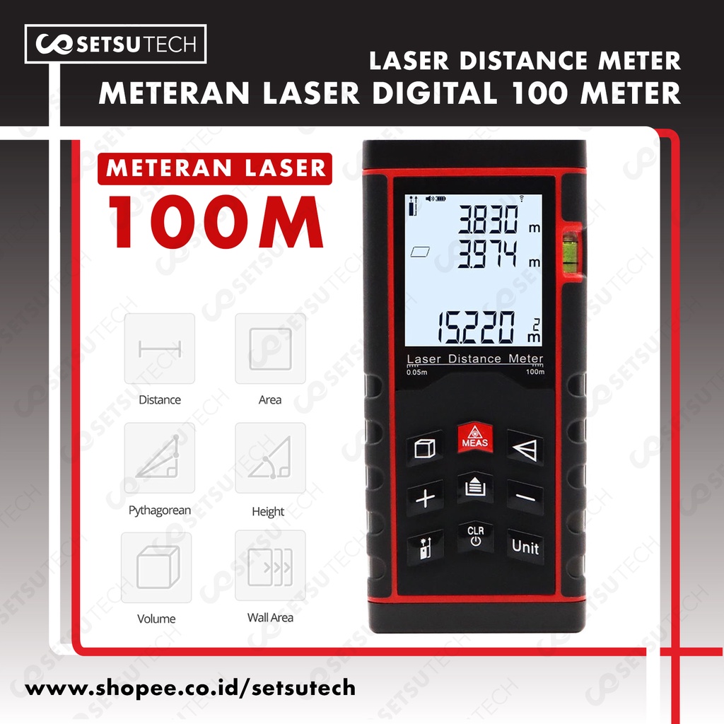 Jual Meteran Laser Digital 100M Laser Pengukur Jarak 100 meter ...