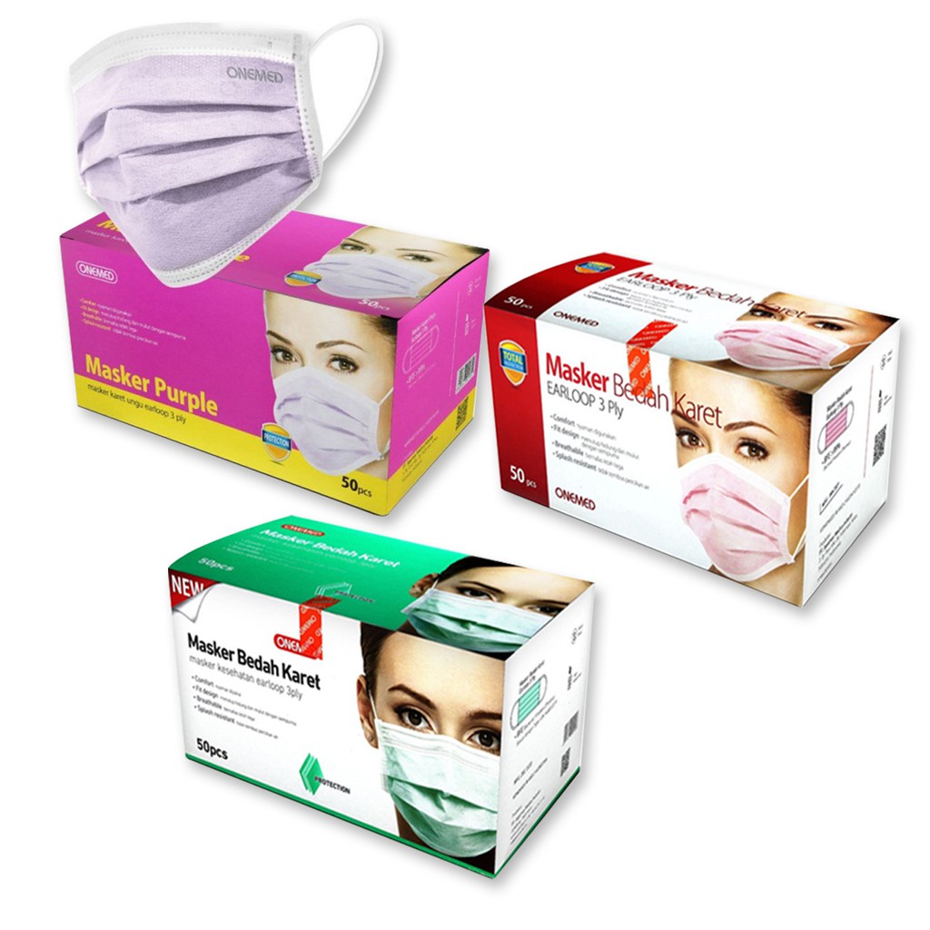 Jual MASKER BEDAH MASKER MEDIS ONEMED MURAH WARNA HIJAU PINK UNGU BIRU ...