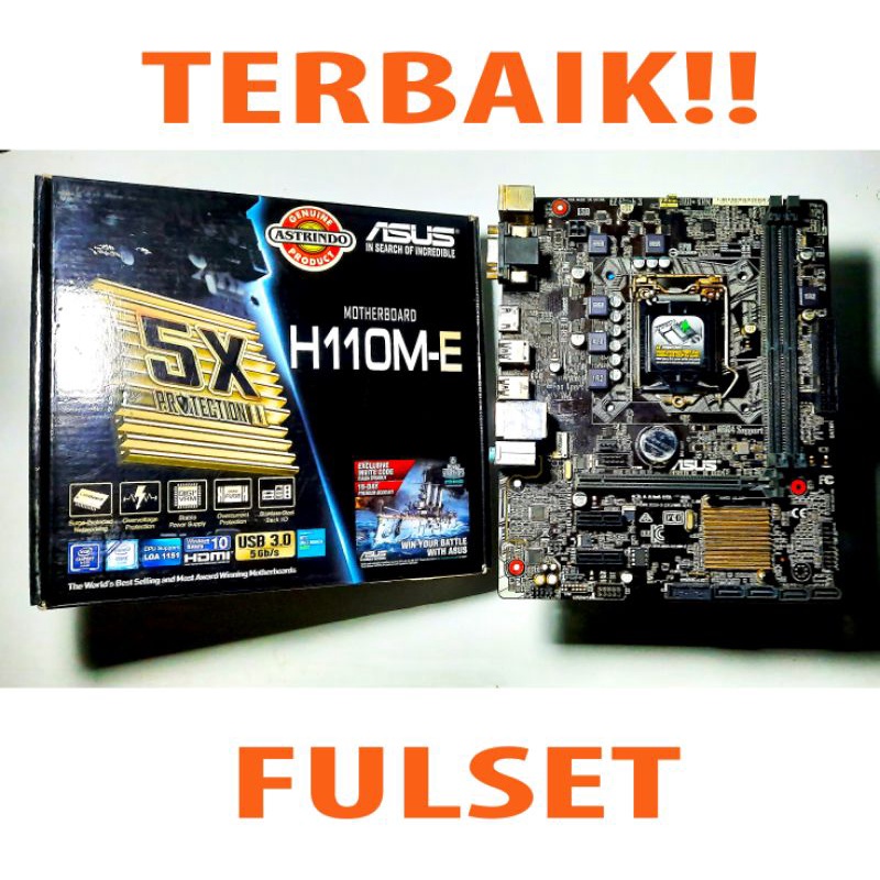 Jual Motherboard ASUS H110M-E DDR4 Socket 1151 FULSET!!! | Shopee Indonesia