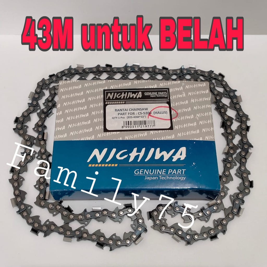 Jual Rantai chainsaw 22 inch belah 43T chain saw 22" 43 mata gergaji ...