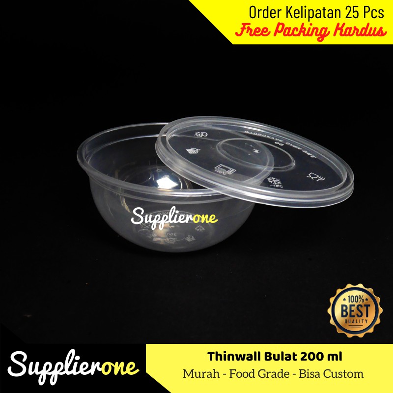 Jual Thinwall 200 ml Bulat Tebal dan Tidak Mudah Pecah, mangkok plastik ...