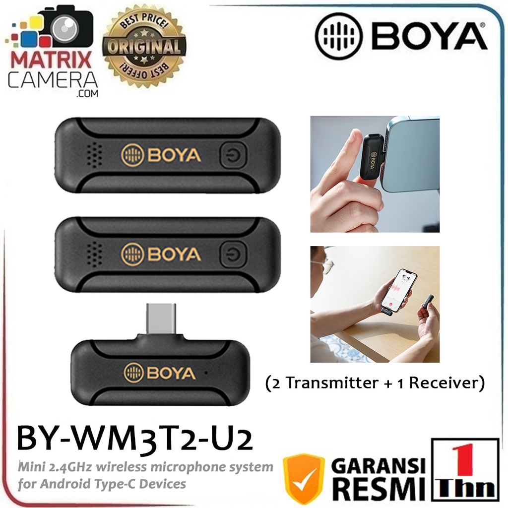 Jual Boya BY-WM3T2 U Mini2.4Ghz Wireless Microphone for Android USB Type-C | Shopee Indonesia