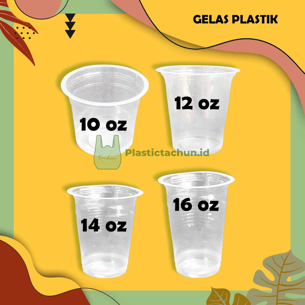 Jual Gelas Cup Plastik Bening Tanpa Tutup uk. 16 14 12 10 Oz | Gelas ...