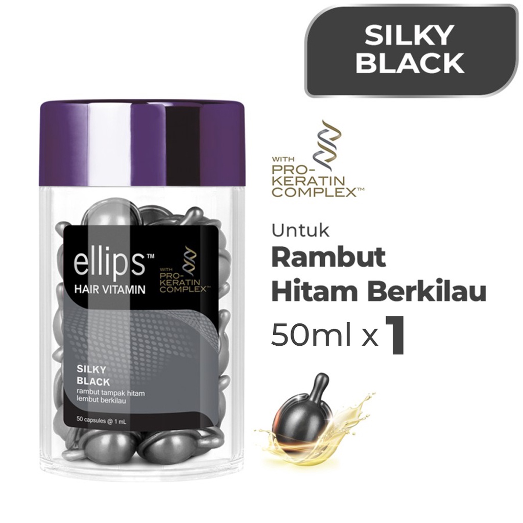 Jual Ellips Hair Vitamin Pro Keratin Silky Black Jar 50 Butir | Shopee ...