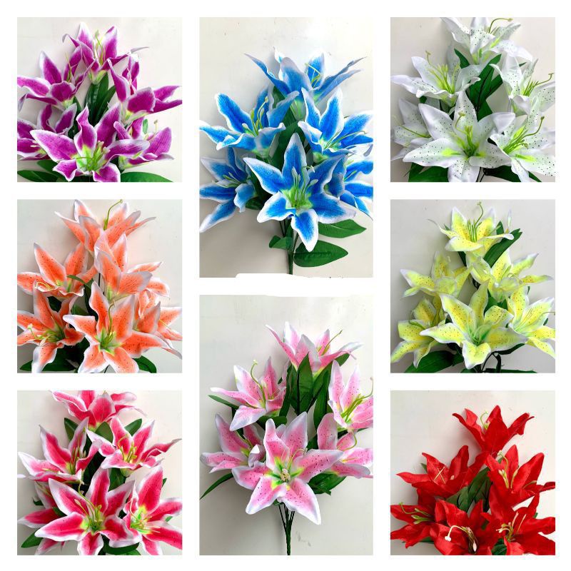 Jual bunga lili bintik 6 cabang hias artificial import murah | Shopee ...