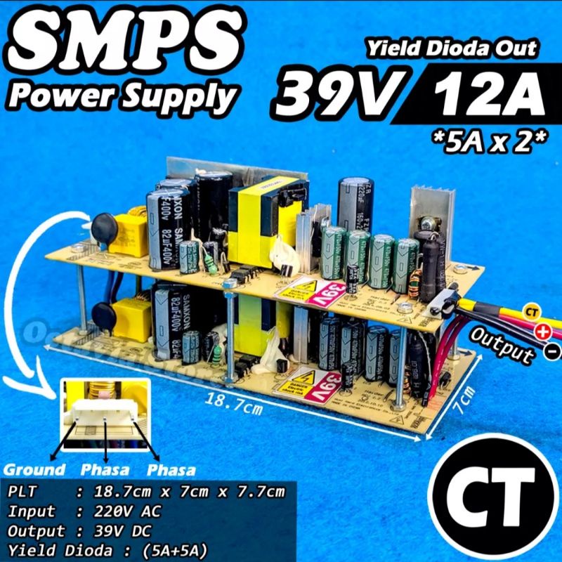 Jual Smps CT 40V 10A Real 39V 10 Ampere for Amplifier Class AB or Class D Switching Power Supply ...