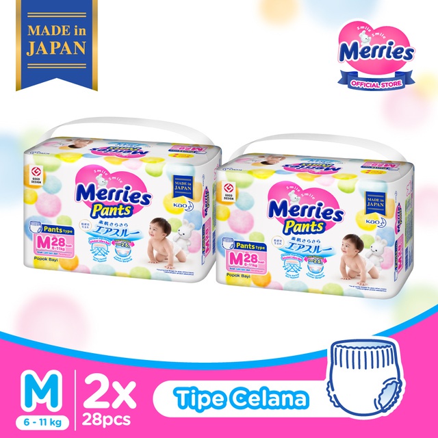 Jual Merries Premium Popok Bayi Celana M 28 x2 | Shopee Indonesia
