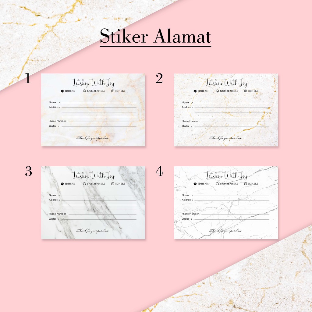 Stiker alamat sticker address labels bahan HVS/Kromo, MARBLE | Shopee ...