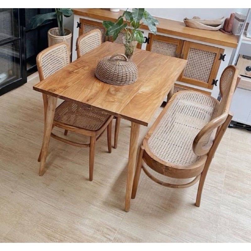 Jual MEJA MAKAN KURSI KELVIN KAYU JATI(daun meja 3cm) | Shopee Indonesia