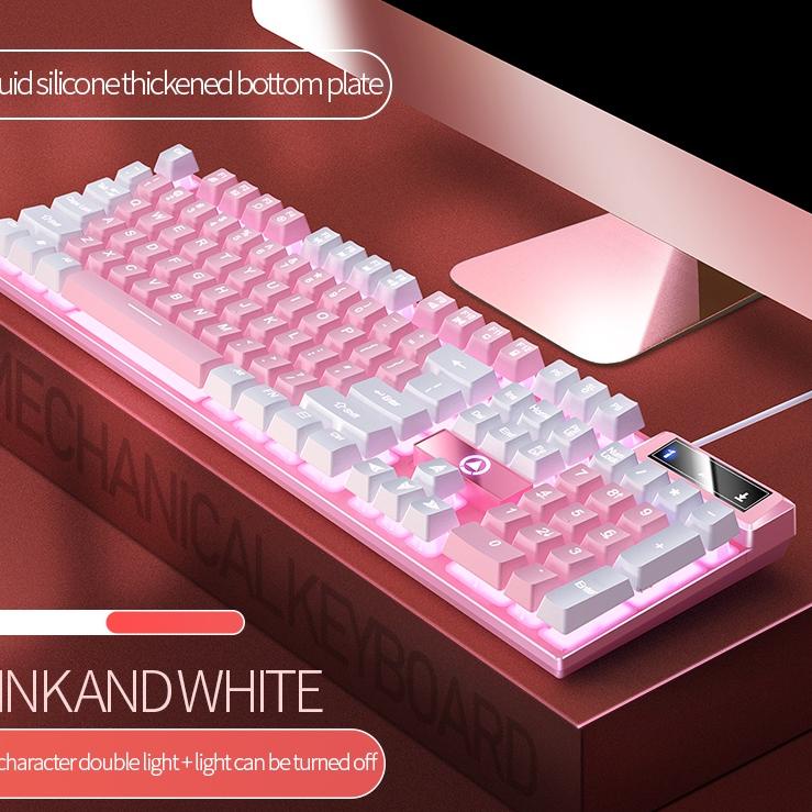 Jual Harga Murah.. Gaming Keyboard Mechanical Feel Pink Ungu Girl Cute ...