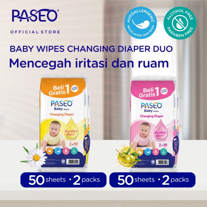 Jual TISSUE BASAH PASSEO Baby WIPES BELI 1 GRATIS 1 50 SHEET | Shopee ...