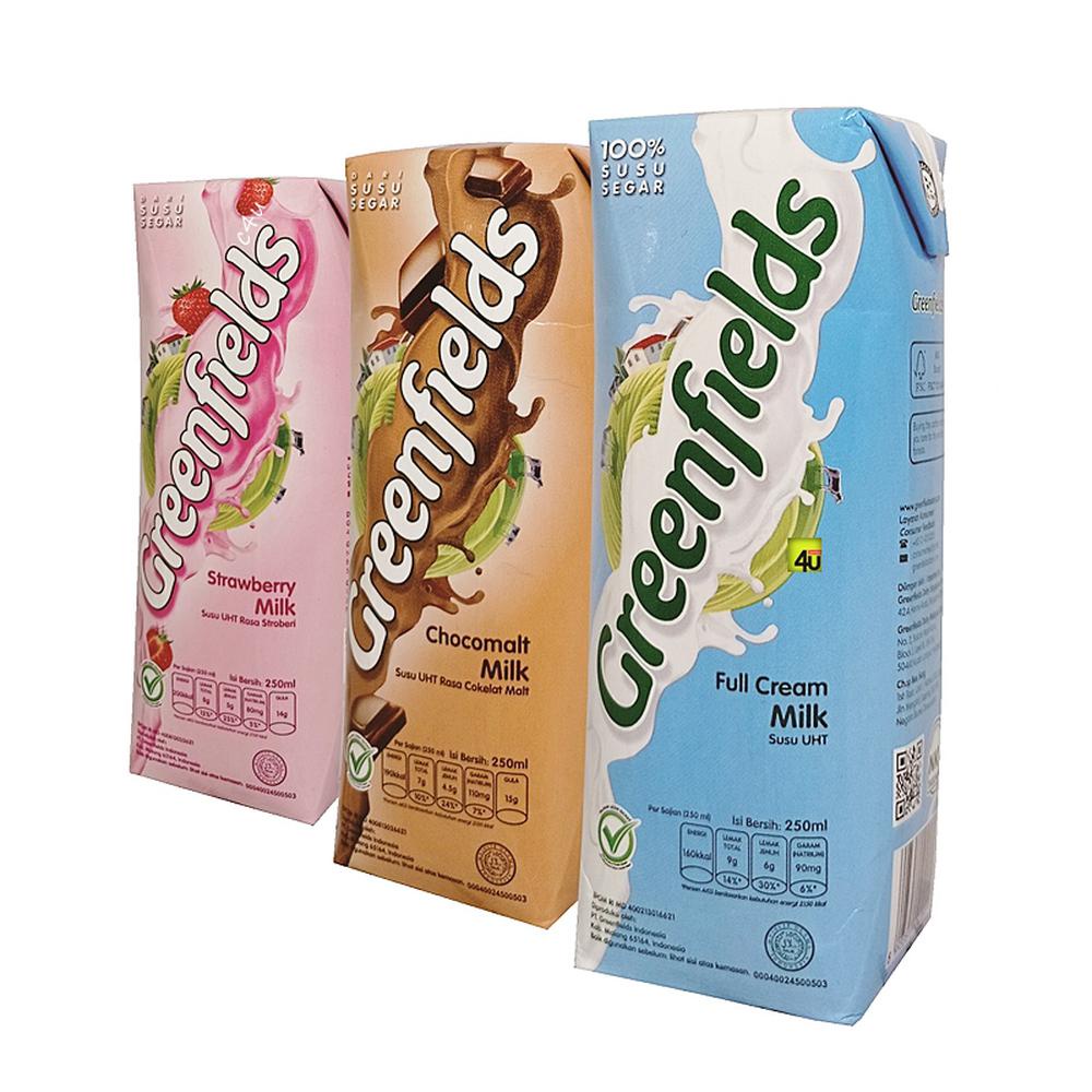 Jual Greenfields UHT ALL Variant Cokelat | Strawberry | Full Cream Milk 250ml | Shopee Indonesia