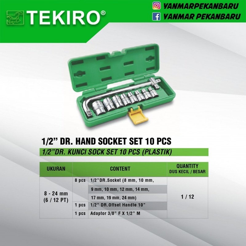 Jual TEKIRO Kunci sock SET 8-24MM / HAND SOCKET SET 10PCS/SET (PLASTIK ...