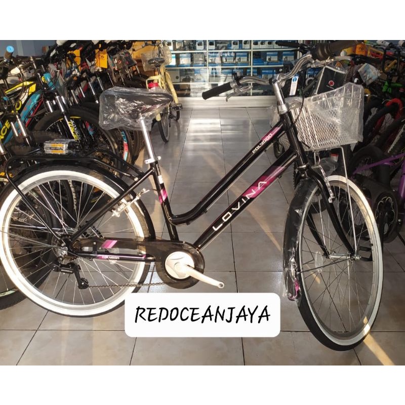 Jual sepeda mini keranjang polygon lovina 26 x 16 city bike black ...
