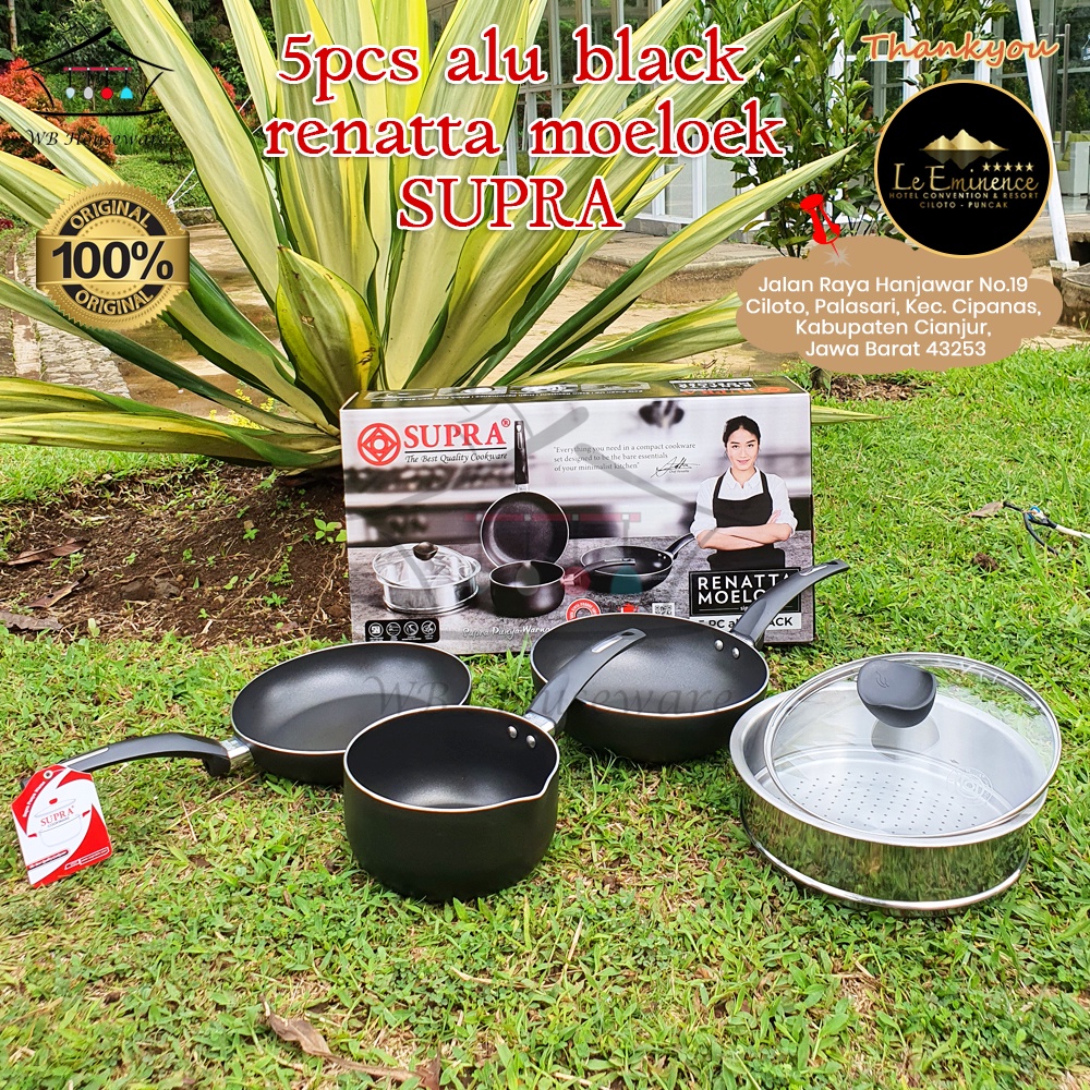 Jual panci supra set renatta black series / 5pcs alu black cookware set ...