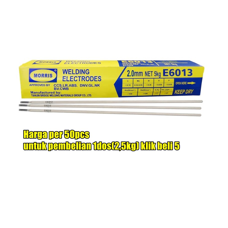 Jual ECERAN kawat las mesin las listrik 50pcs ukuran 2mm x 300mm Morris welding electrodes ...