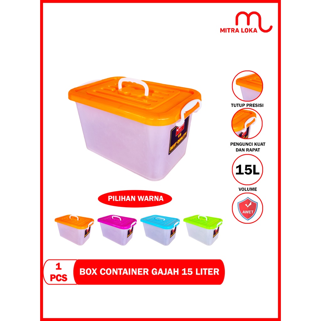 Jual Mitra Loka Box Penyimpanan Kontainer Plastik 15 Liter Container ...