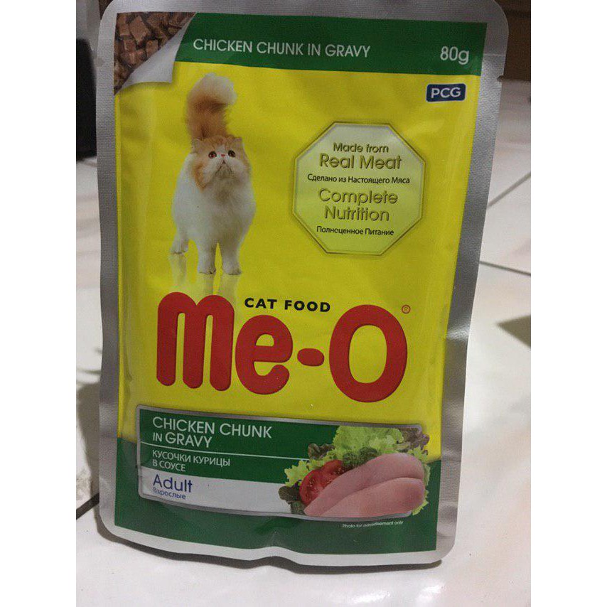 Me-O Chicken Chunk 80gram Adult Makanan Kucing Meo Basah Sachet Pouch ...