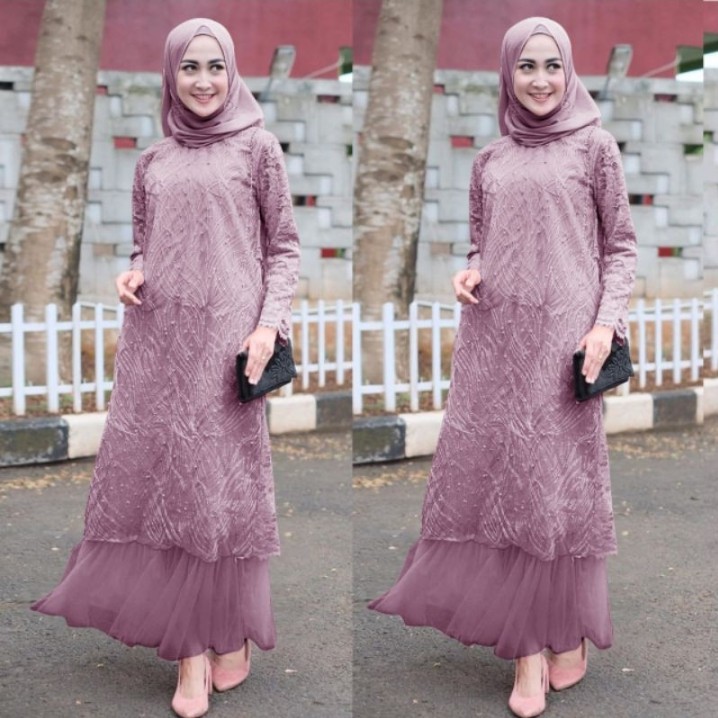 Jual GAMIS BRUKAT MAXI NAURA SIZE M - L - XL - XXL / GAMIS MUSLIM SYARI ...
