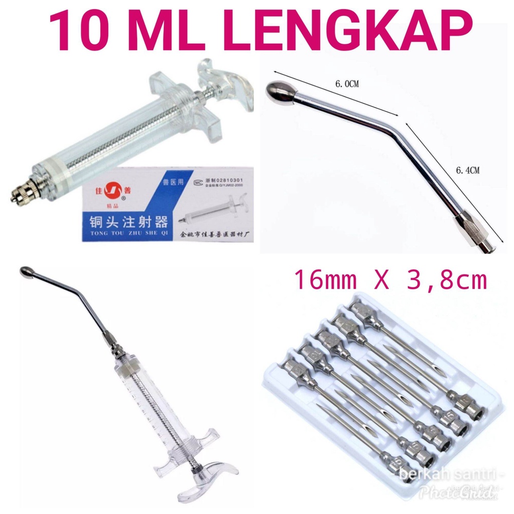 Jual Alat suntik hewan peternakan 10 cc spoit spuit syringe lengkap 10 ...