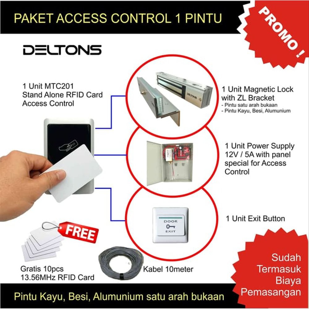 Jual RFID Card Access Control DELTON - Paket 1 pintu Kayu & Alumunium ...