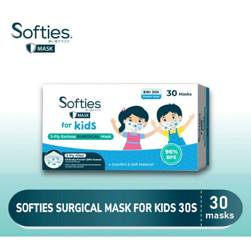 Jual SOFTIES 3-Ply Earloop Surgical Mask for Kids Box - Masker Medis ...