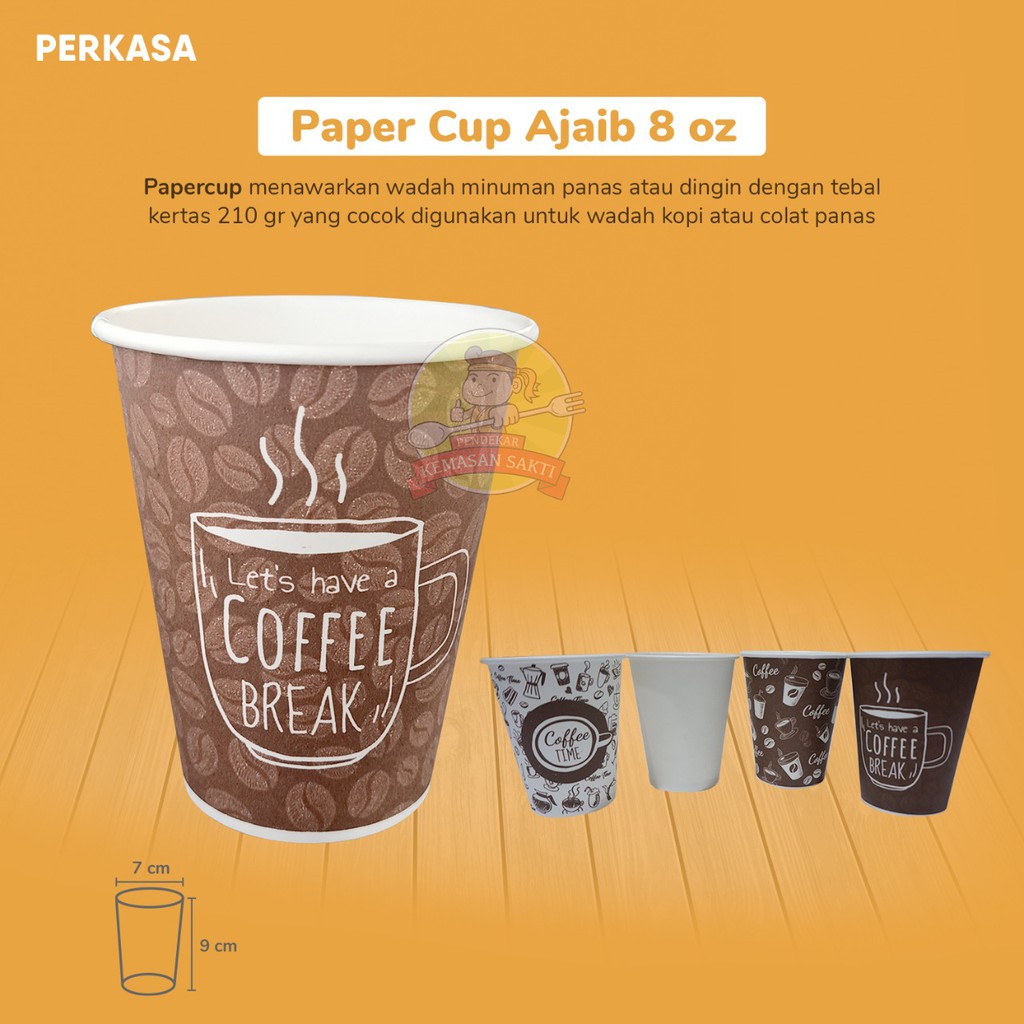 Jual Paper Cup 8 oz motif isi 50 / Gelas Kertas / Gelas Kopi Motif (ukuran 8 oz) | Shopee Indonesia