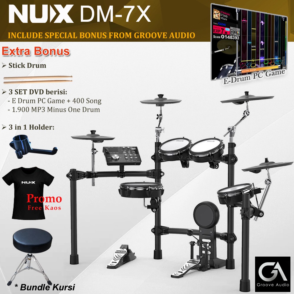 Jual NUX DM 7X Bundle Kursi / DM7X / DM7 X Drum Elektrik/ Electric Drum Indonesia|Shopee Indonesia